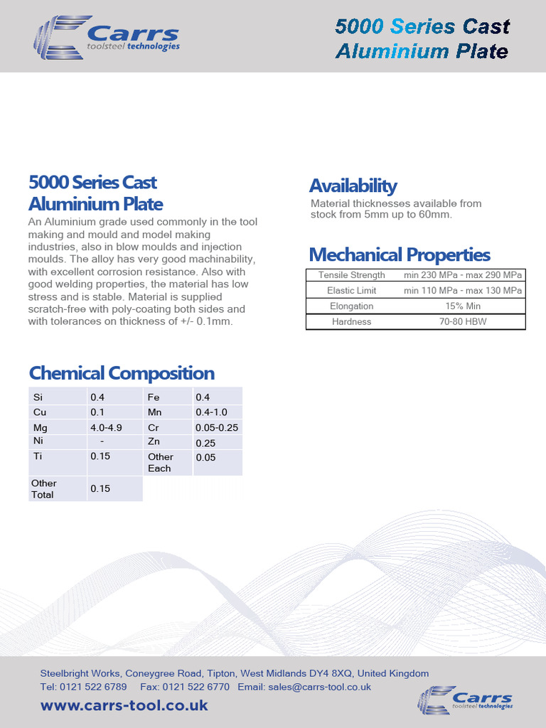5000 Series Cast Aluminium Plate Specs | PDF | Technology & Engineering