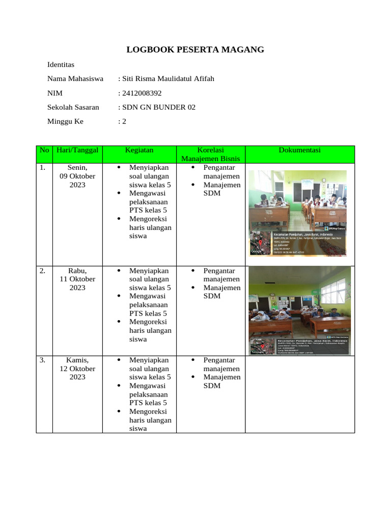 LOGBOOK Minggu 2 | PDF