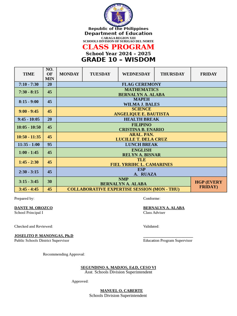 CLASS-PROGRAM-WISDOM | PDF