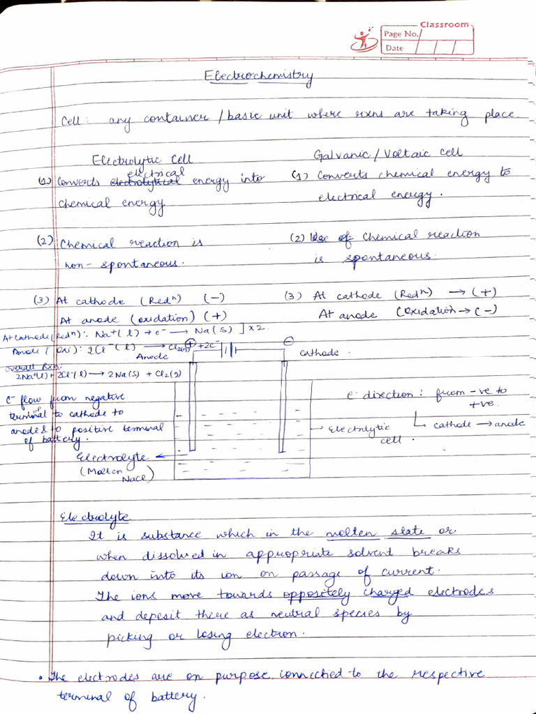 Notes Electrochemistry | PDF