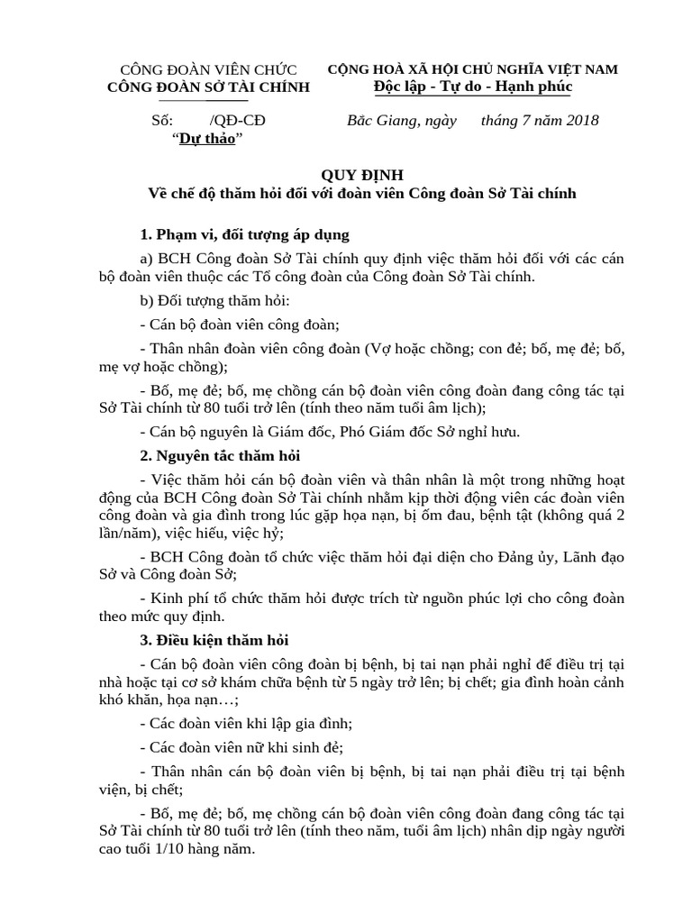 Quy Dinh Ve Che Do Tham Hoi Doan Vien - Docx-96536600715948 | PDF