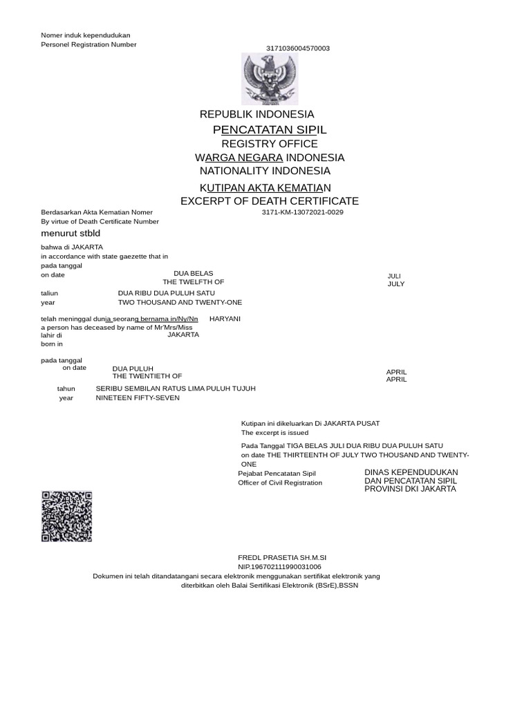 Akte Kematian | PDF