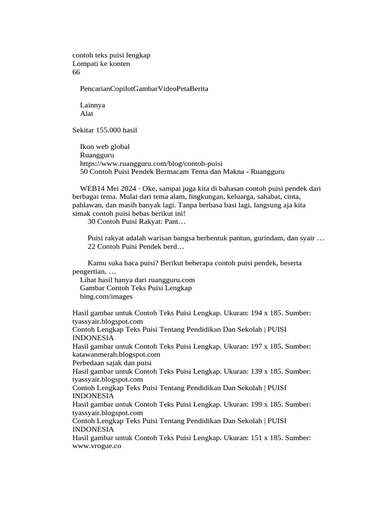 Contoh Teks Puisi Lengkap | PDF