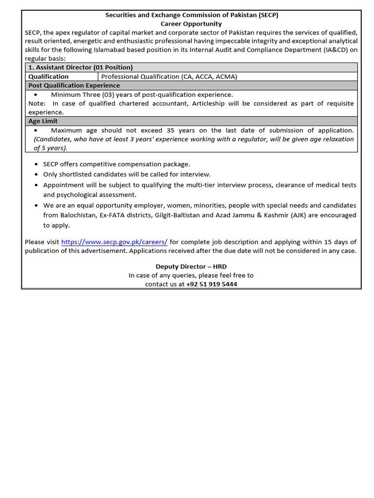 SECP Advertisement AD IACD | PDF