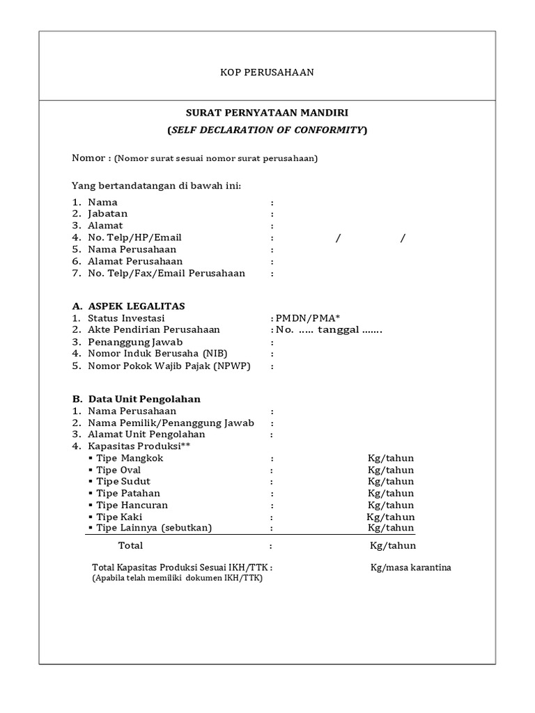 Format Pernyataan Mandiri SBW Baru | PDF