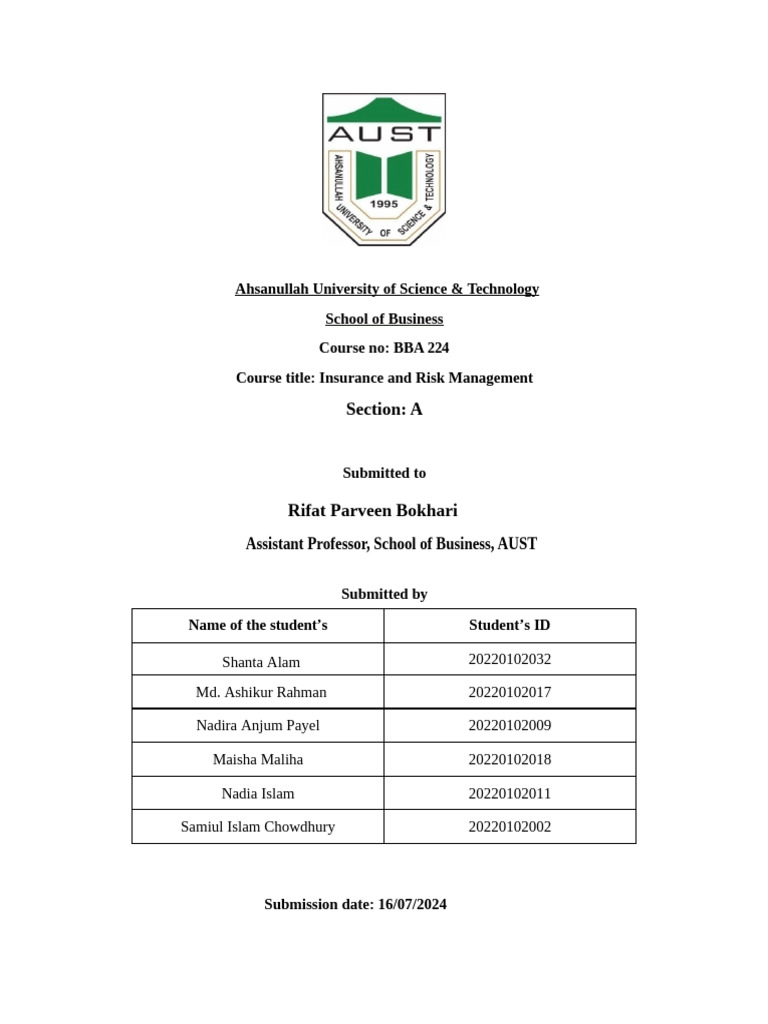 Insurance assignment[1] | PDF