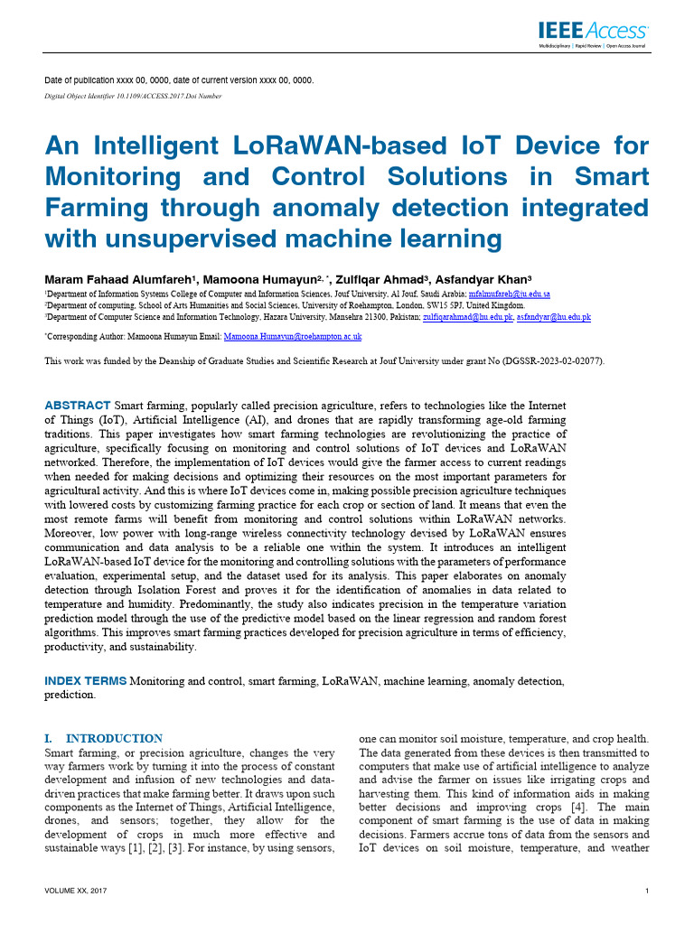 An Intelligent LoRaWAN-based IoT Device For Monitoring and Control Solutions in Smart Farming ...