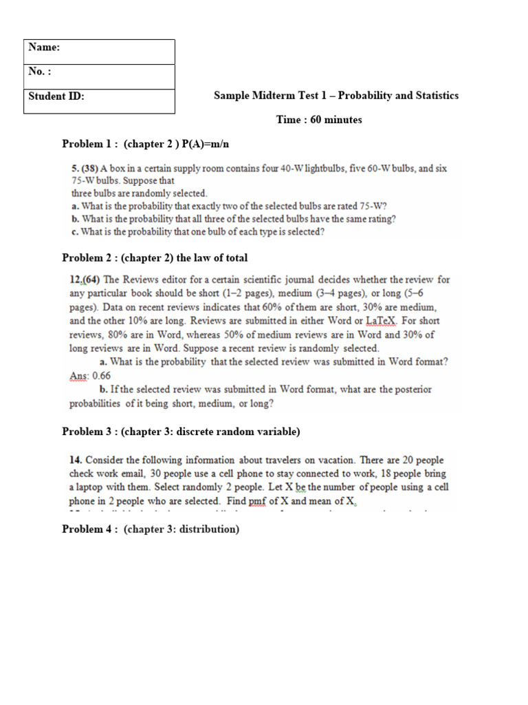 Sample Test Prob | PDF