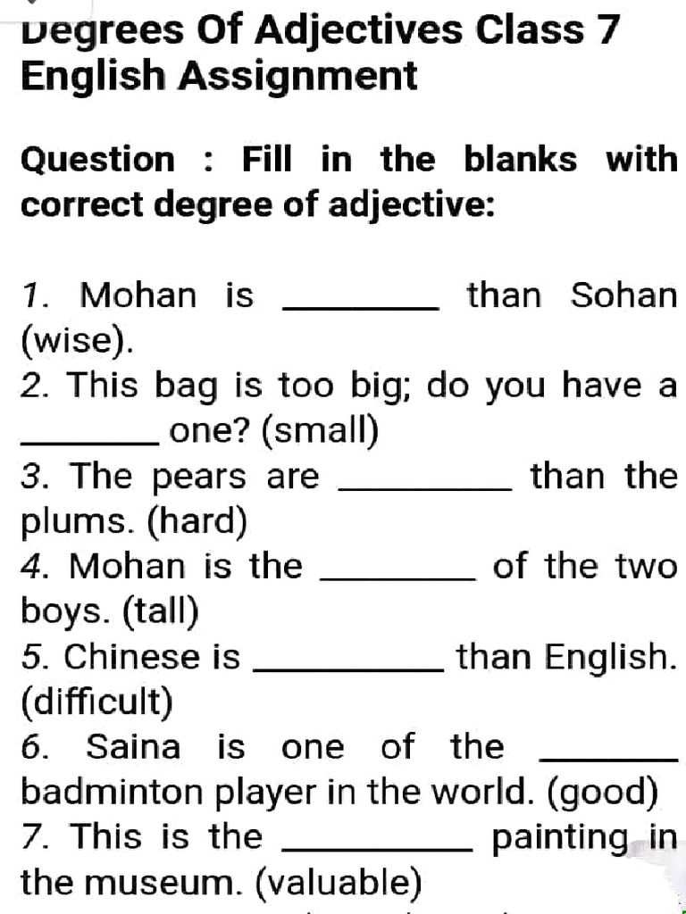 Degree of Adjectives | PDF