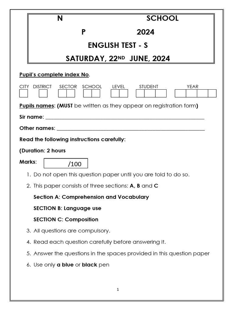 @sbertp.6 ENGLISH TEST-2024 | PDF