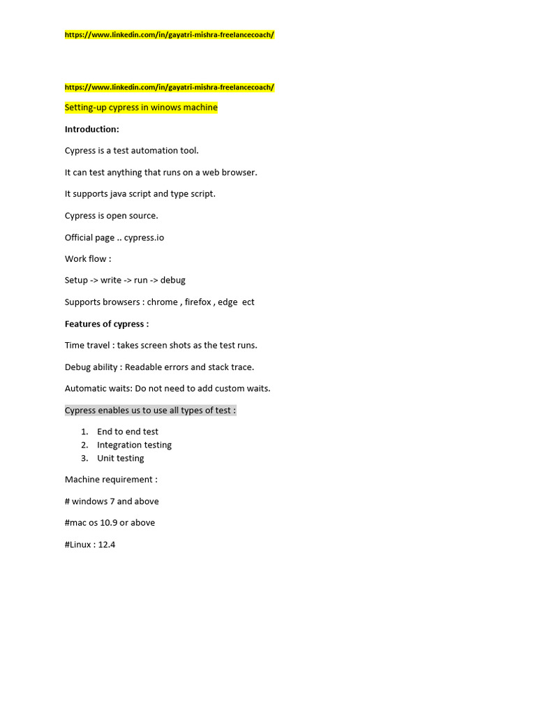 Cypress Setup Doc | PDF