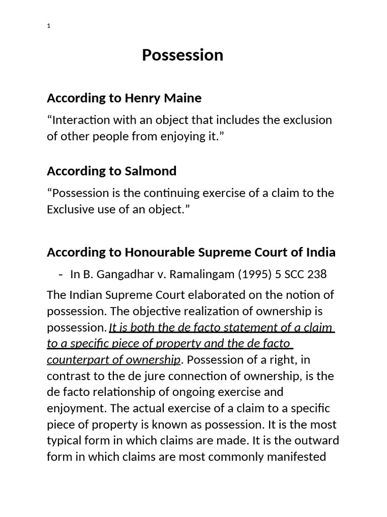 Possession and Ownership | PDF