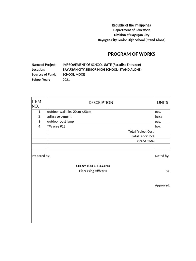POW-PROGRAM-OF-WORKS | PDF