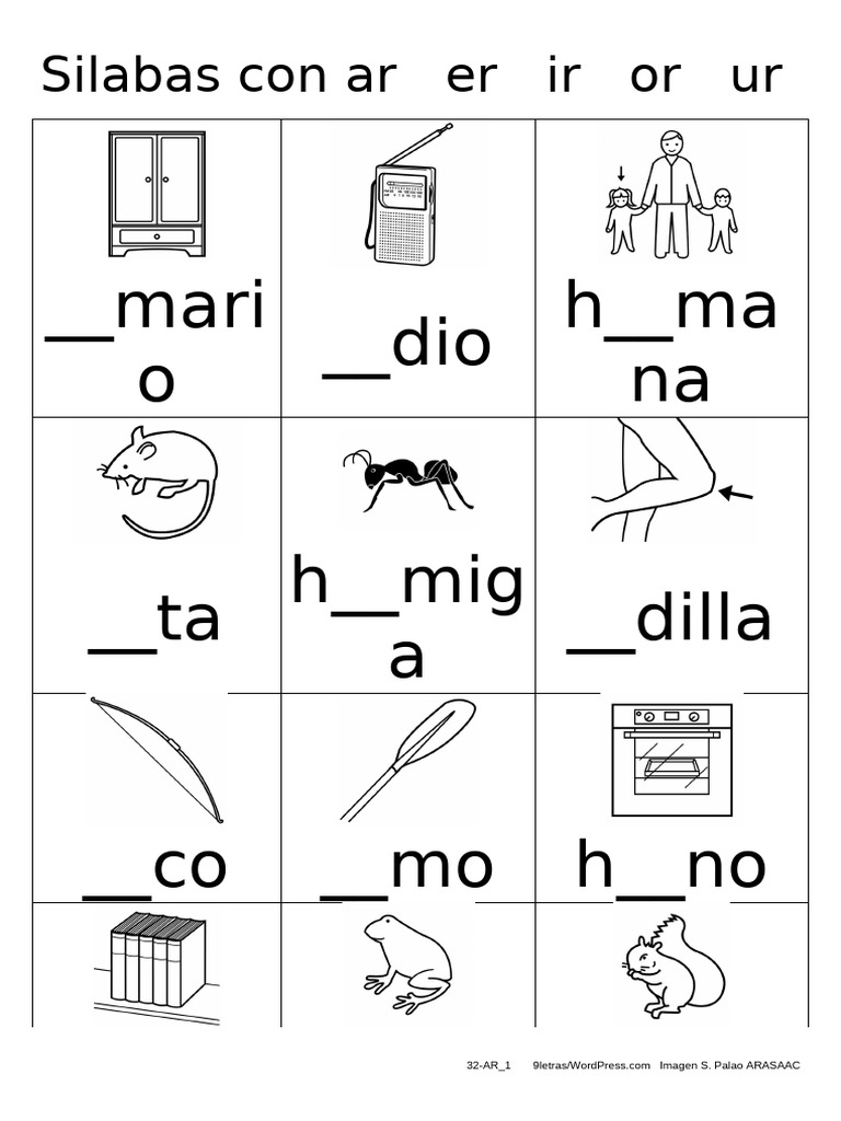 Silabas Con Ar Er Ir or Ur | PDF