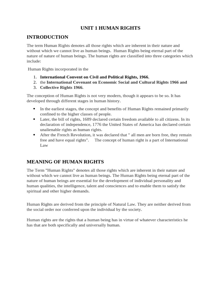Unit 1 HR | PDF | Human Rights | Politics
