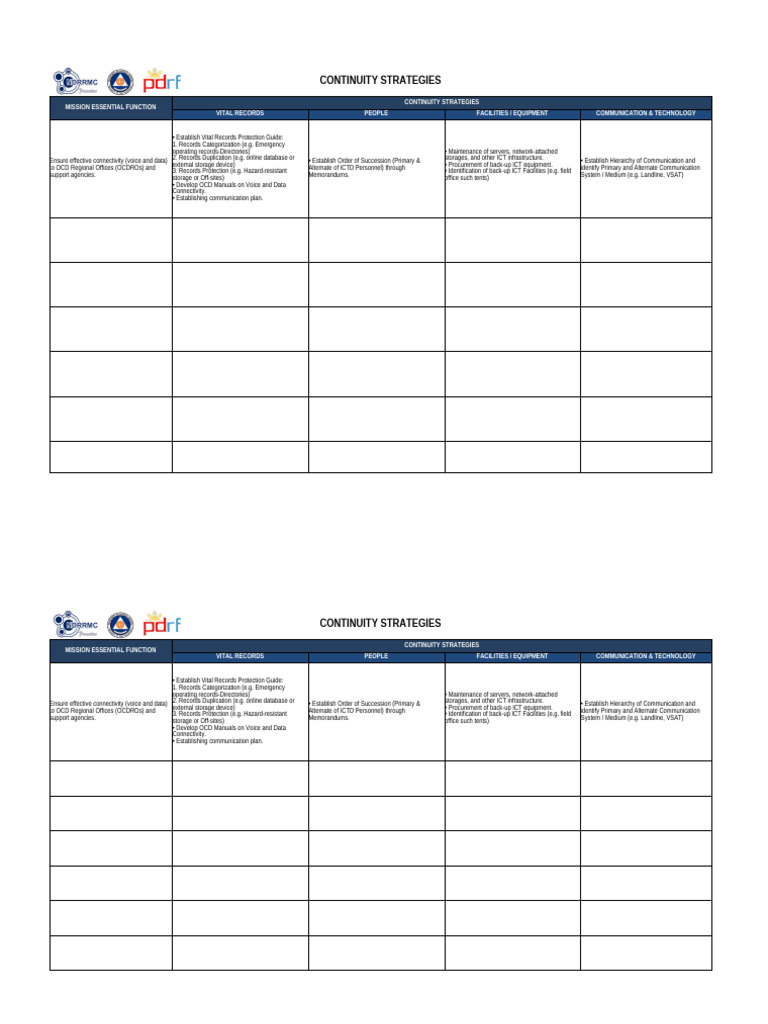 Form 5 - Continuity Strategies - Public Service Continuity | PDF