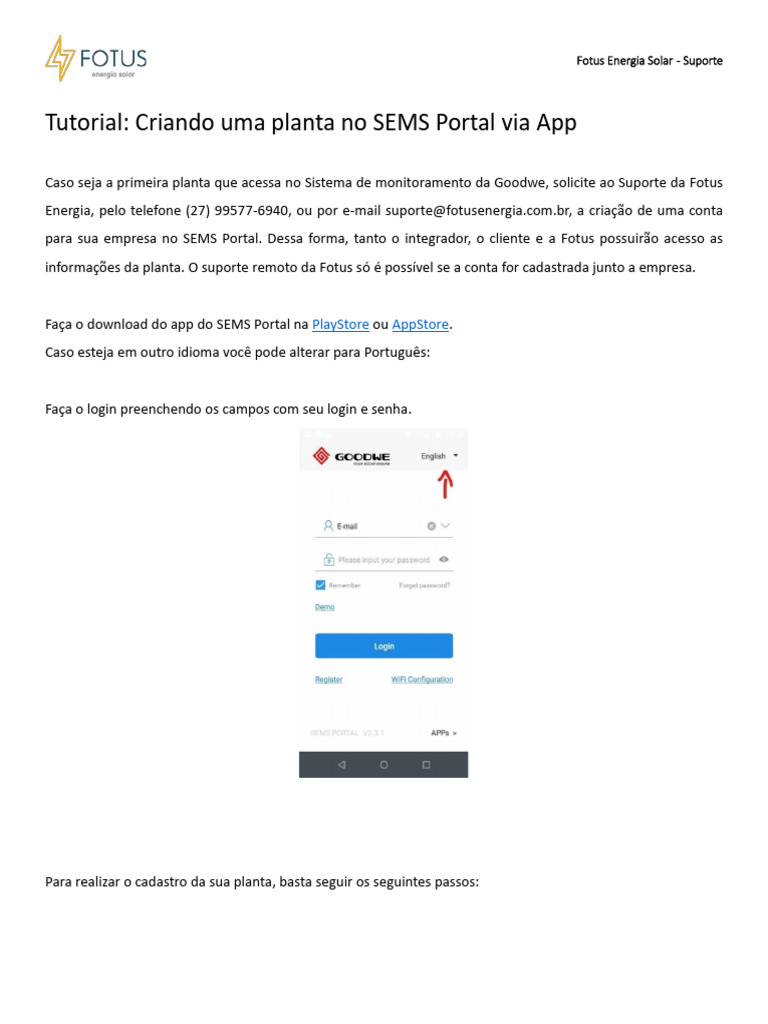 Tutorial Via APP Criar Planta No SEMS | PDF