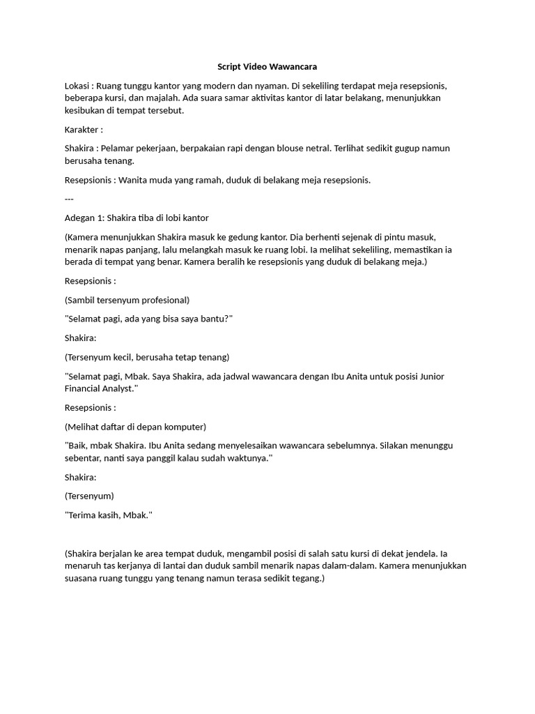 Script Video Wawancara | PDF