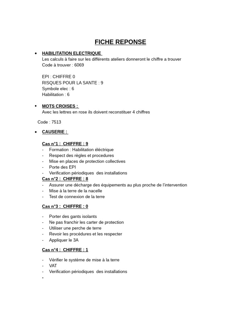 Fiche Reponse | PDF
