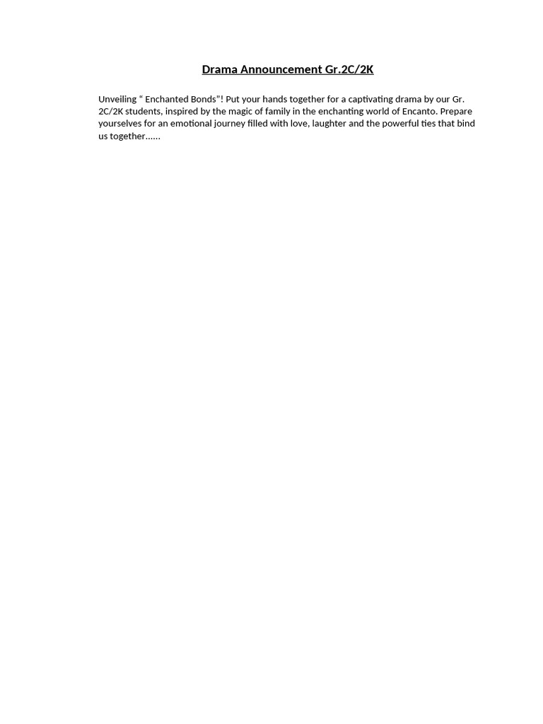 Drama Announcement | PDF