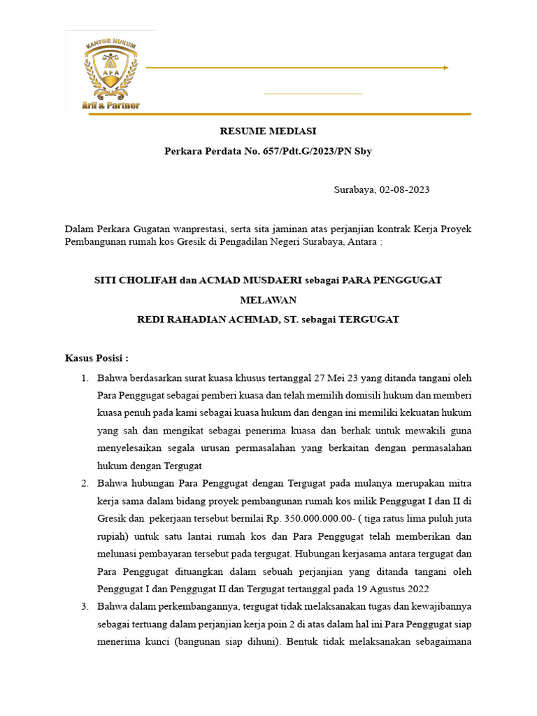 Resume Mediasi | PDF