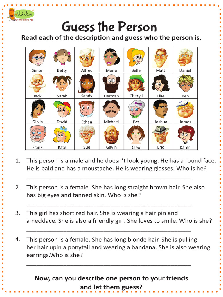 Worksheet 55 - Guess The Person | PDF