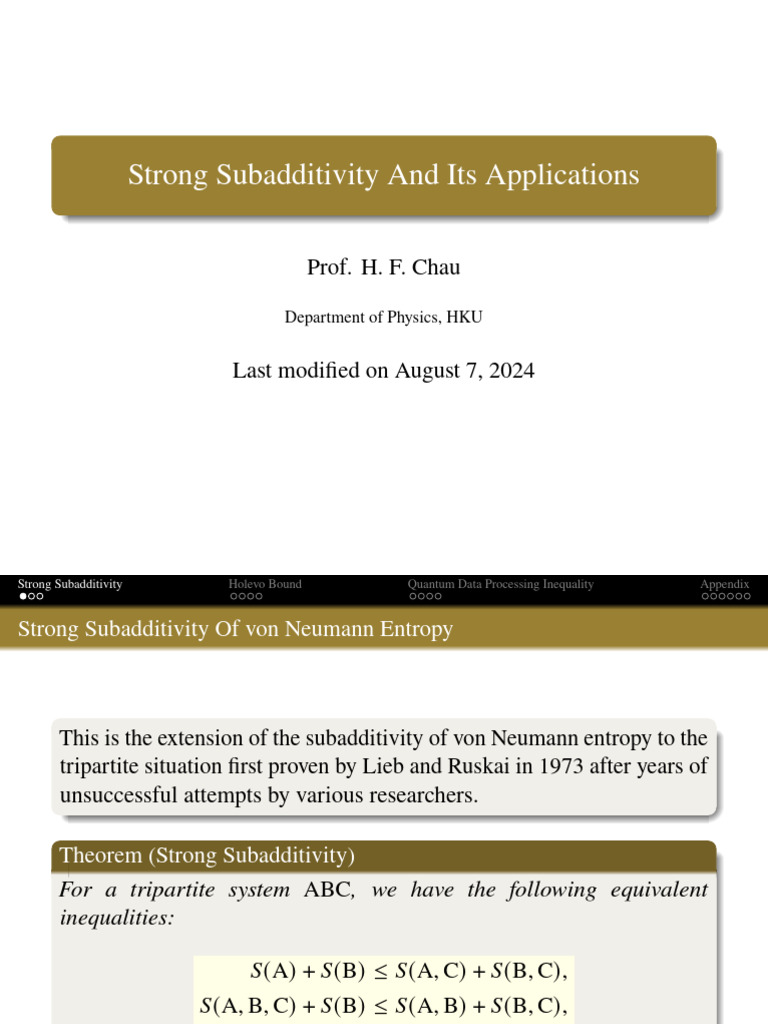 Strong Subadditivity | PDF