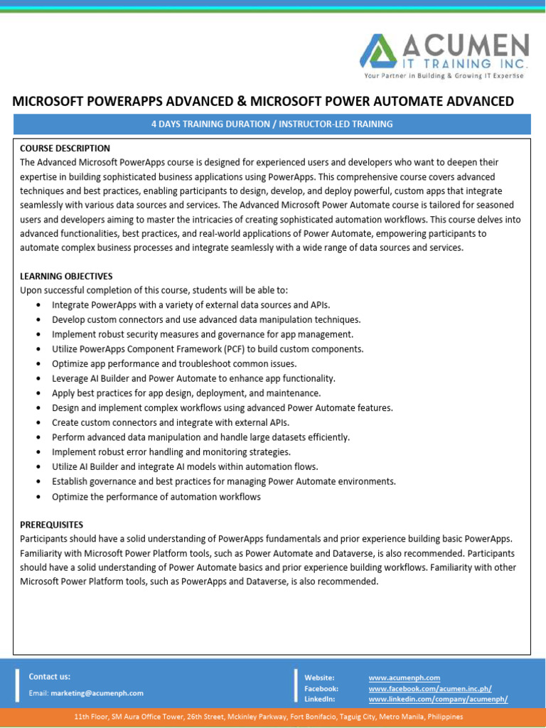 Microsoft PowerApps Advanced & Microsoft Power Automate Advanced - CL | PDF