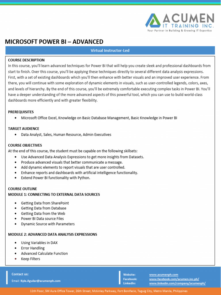 Microsoft Power BI (Advanced) | PDF