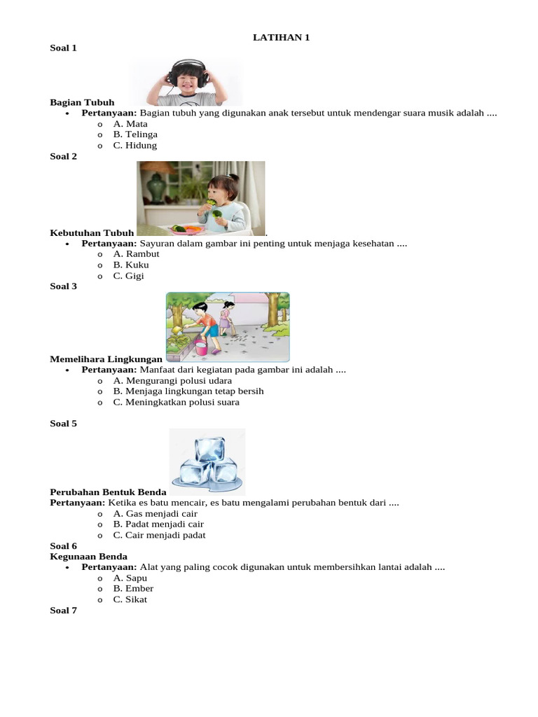 Latihan Soal KSNR Kls 1 Dan 2 Paket 1 Ok | PDF