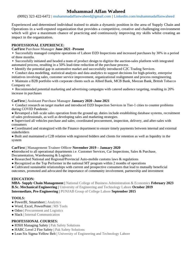 Affan's CV | PDF