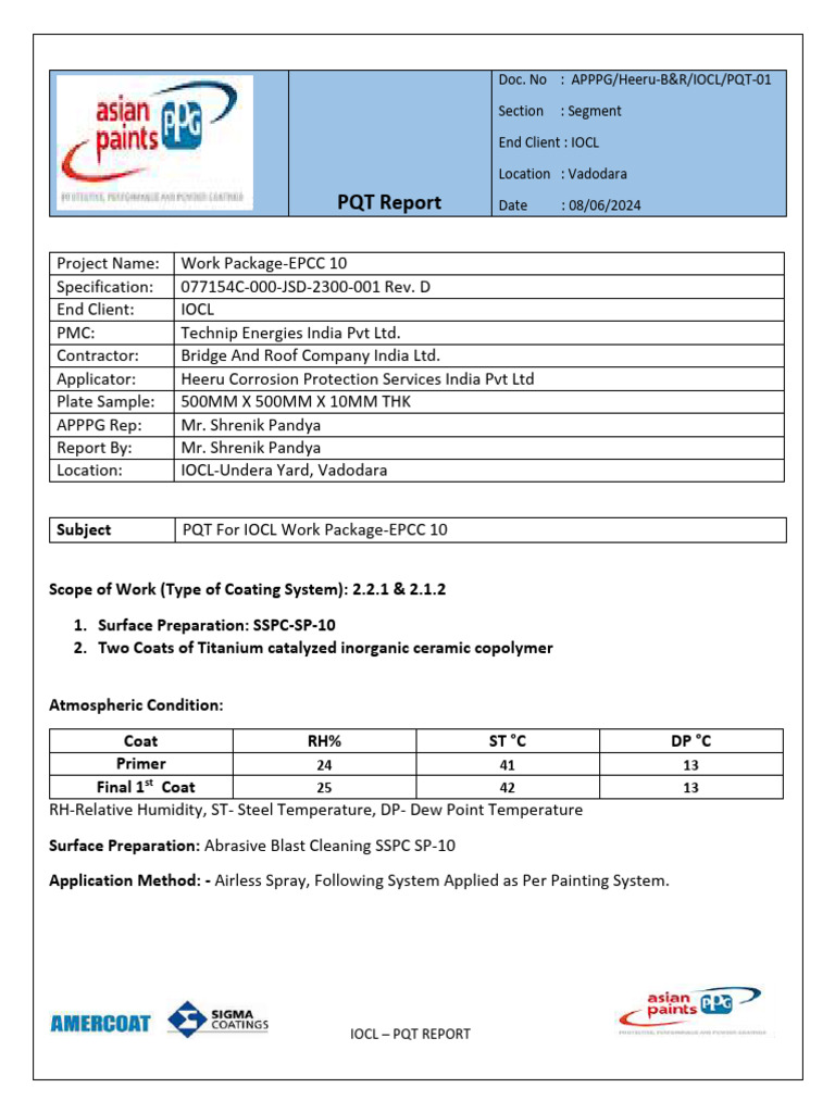 PQT - Apcotherm 800 CUI-Heeru B&R Site - IOCL LUPECH Project | PDF ...