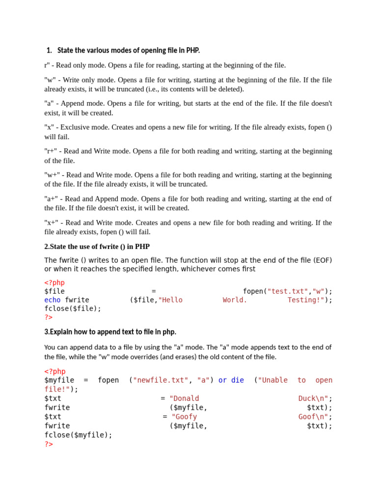 Questionbank Answer Filehandling PA2 | PDF