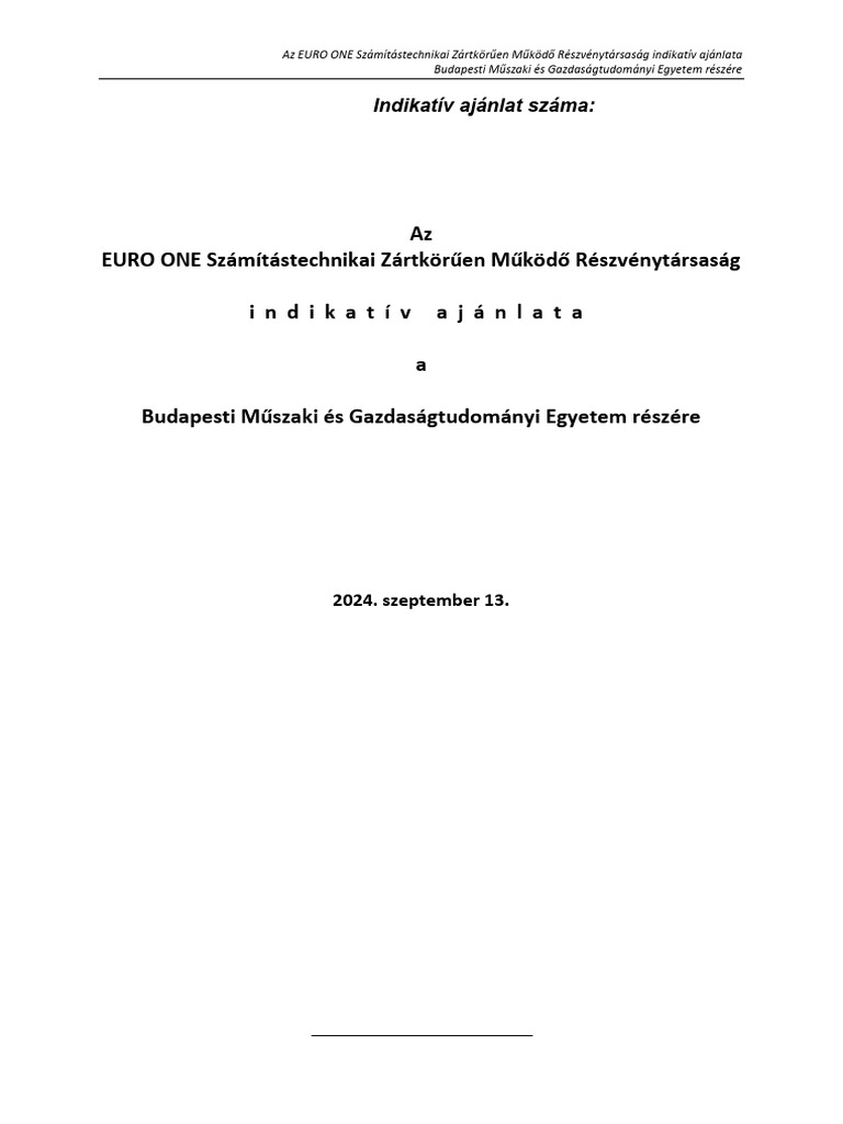 Indikatív Ajánlat 20240913-1 | PDF