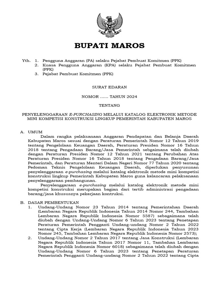 DRAFT SE BUPATI MAROS TTG Penyelenggaraan Mini Kompetisi Untuk ...