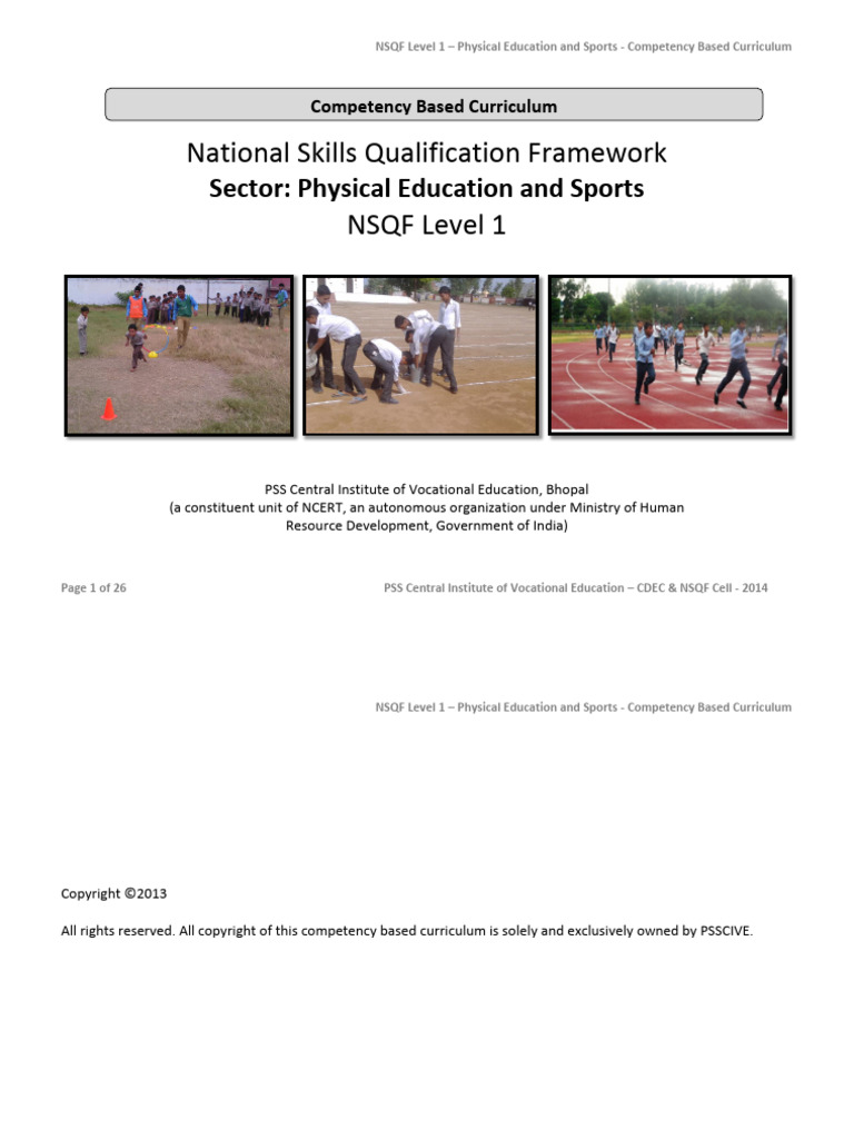 National Skills Qualification Framework NSQF Level 1: Sector: Physical ...