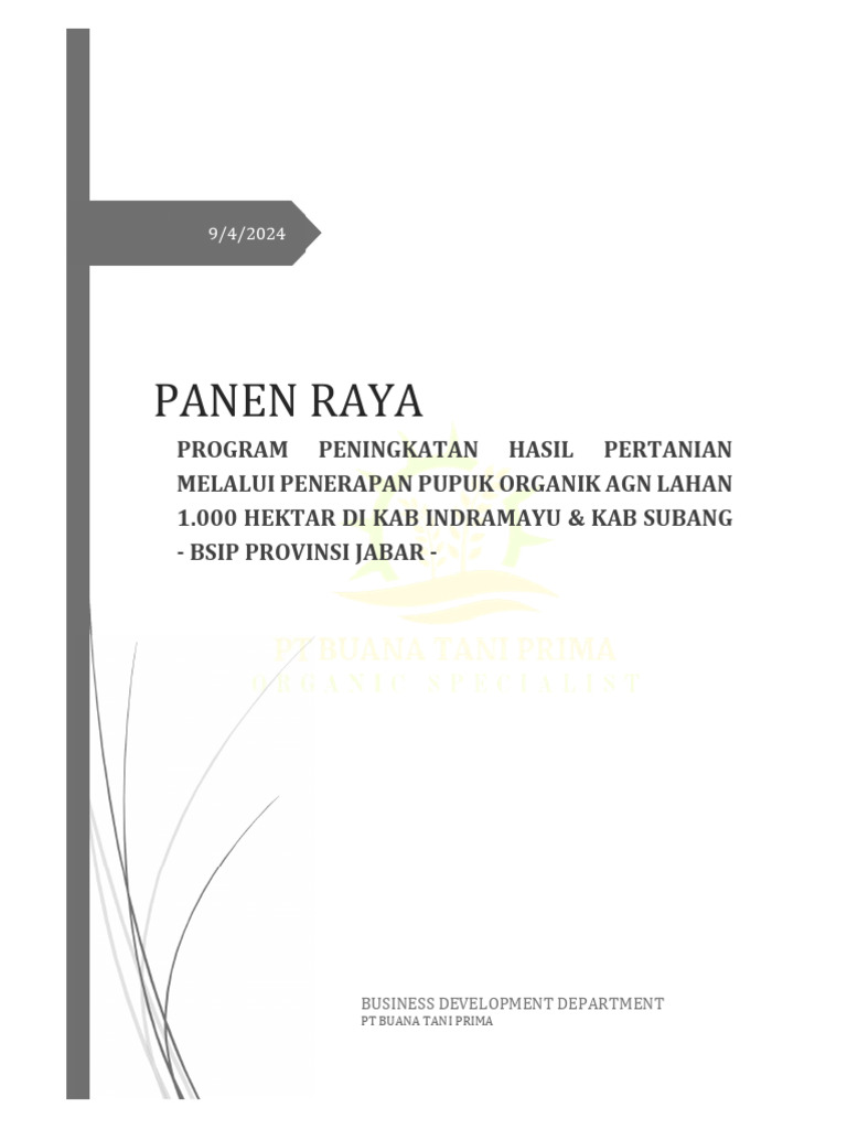 Proposal Singkat Program Panen Raya | PDF
