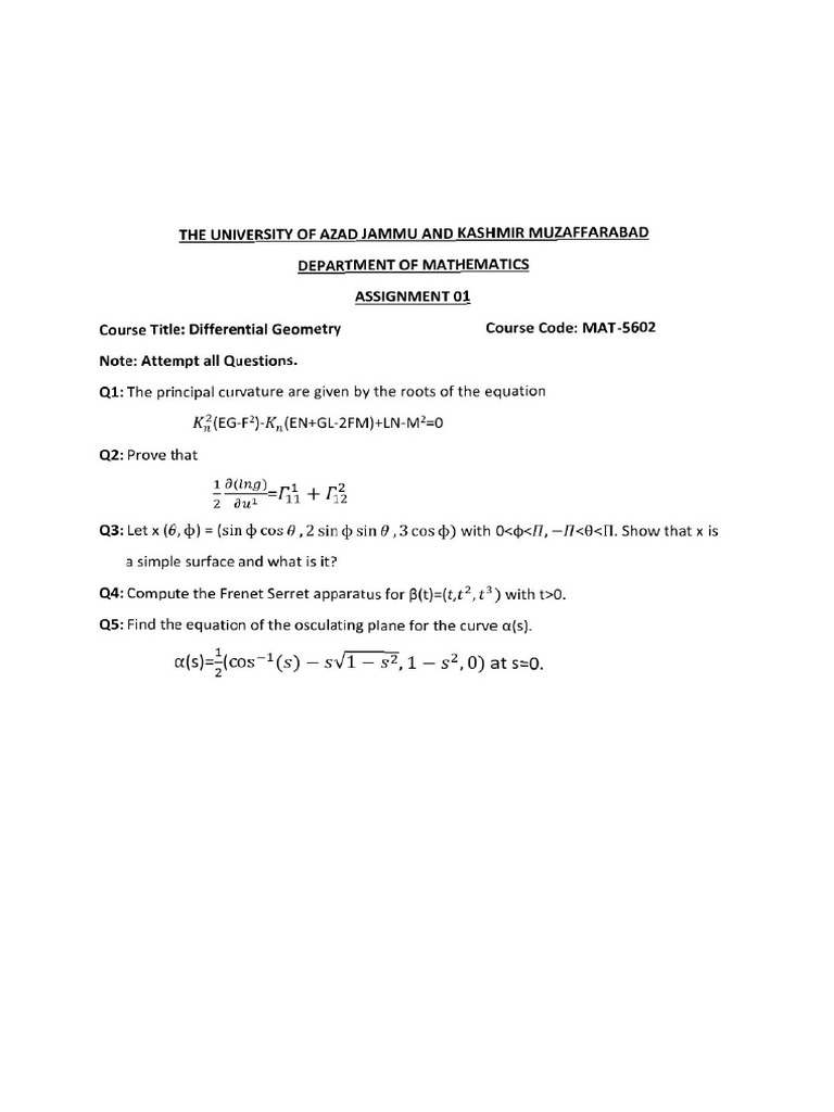 Differential Geometry Notes | PDF