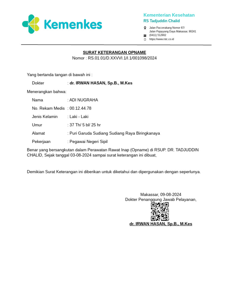 Surat Keterangan Opname | PDF