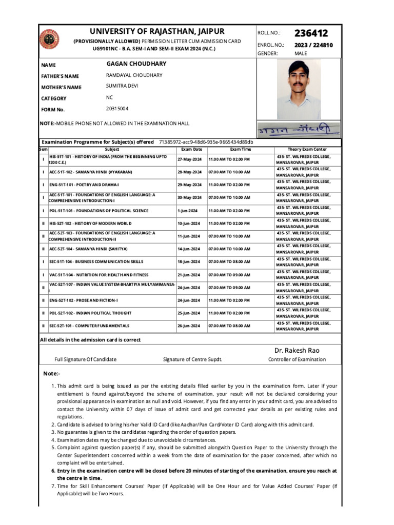 University of Rajasthan | PDF