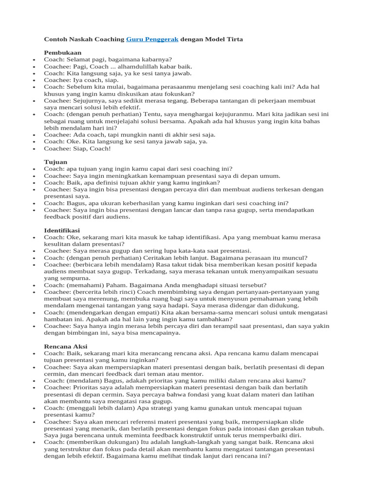 Contoh Naskah Coaching | PDF