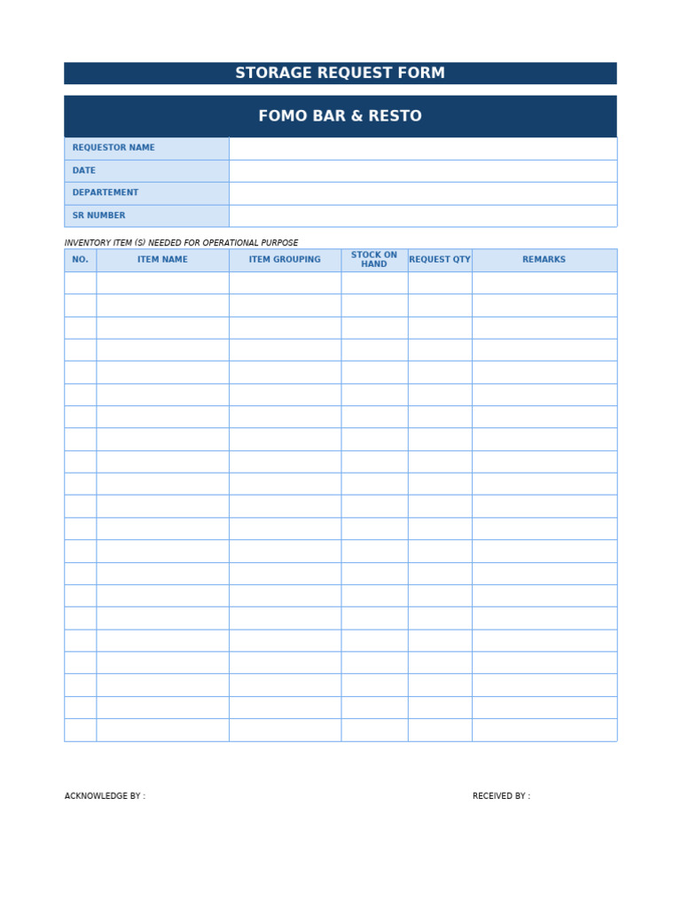 Stock Request Form Fomo (Template) | PDF