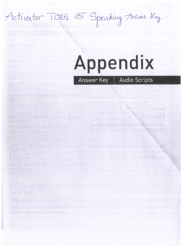 Answer Key Activator Speaking Toefl ibt | PDF