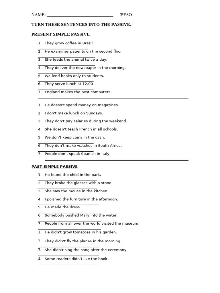 Turn These Sentences Into the Passive Nuevo Formato | PDF