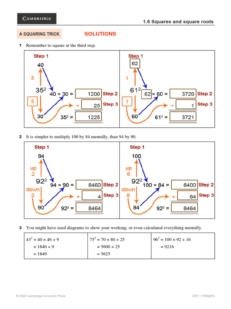 A Squaring Trick SOLUTIONS | PDF