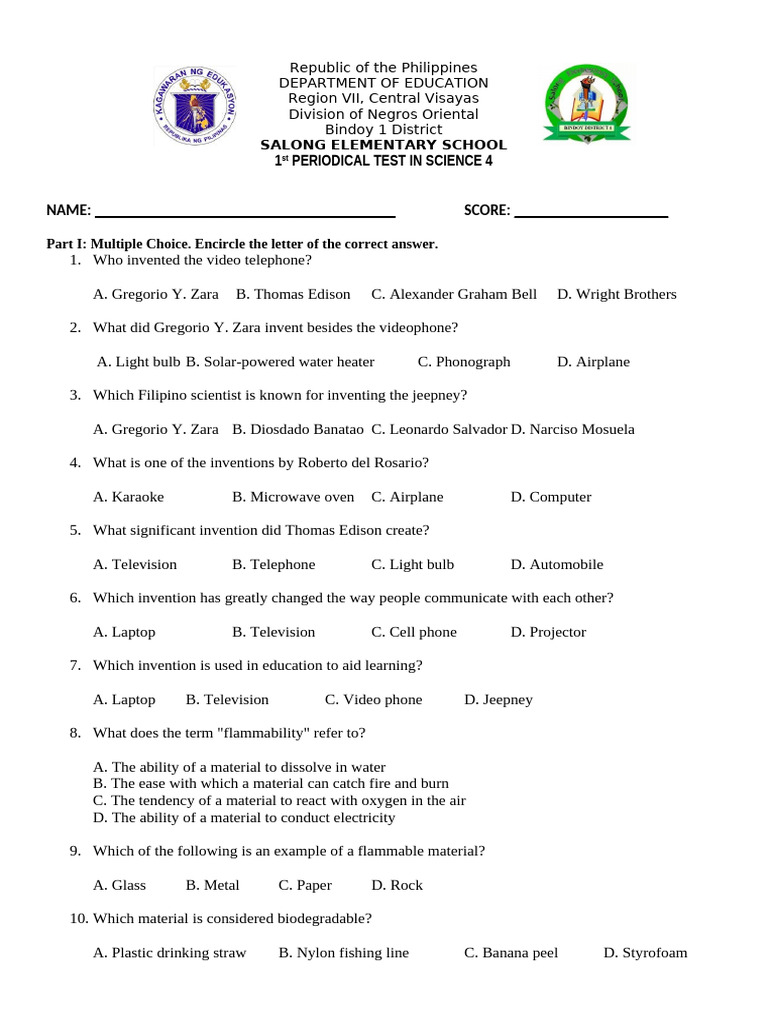 PT Science-4 Q1 | PDF