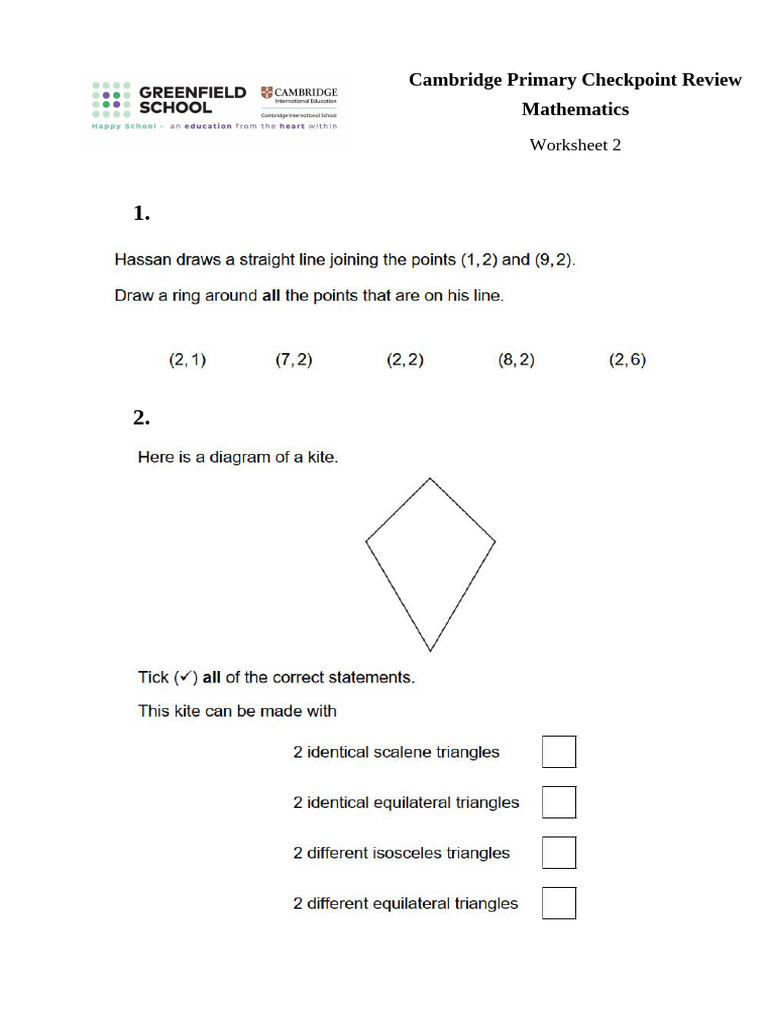 Cambridge Primary Checkpoint Review 2 | PDF