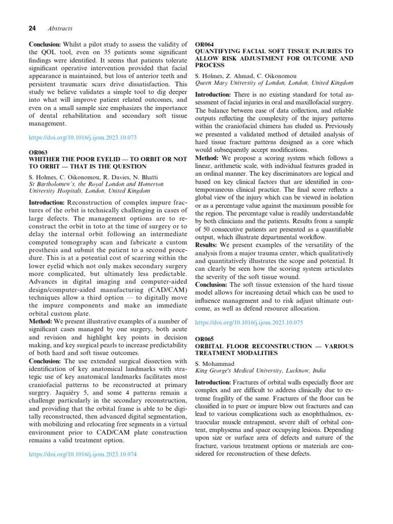 Or063 Whither The Poor Eyelid To Orbit 2024 International Journal of ...