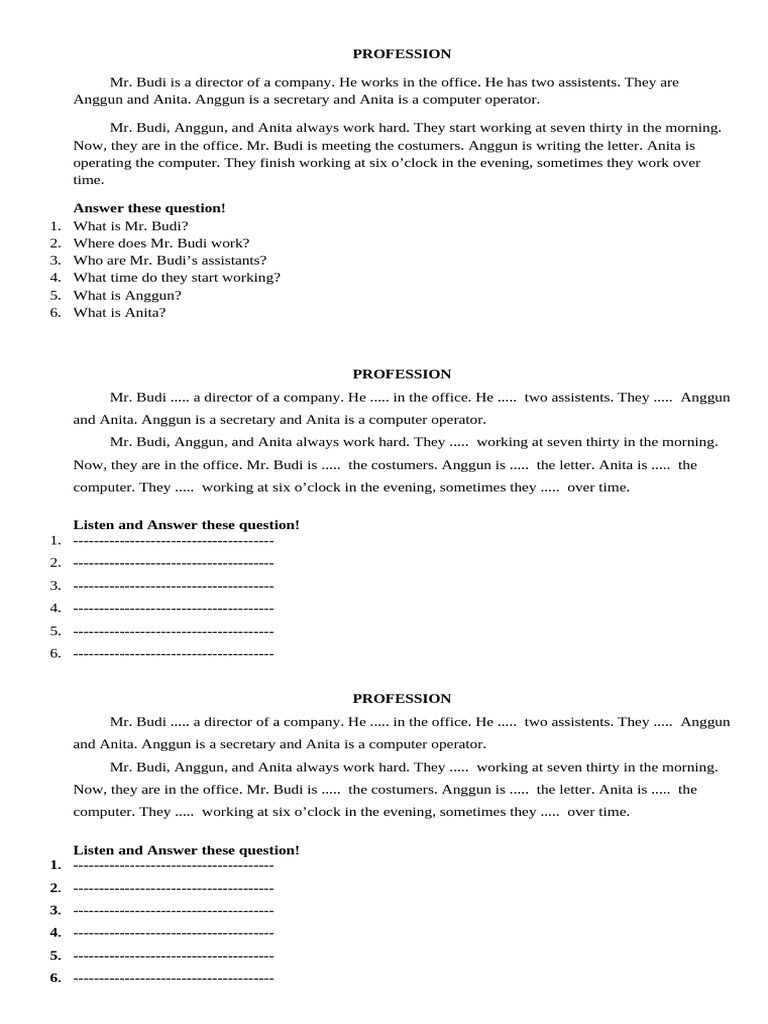 Listening PROFESSION 5 Class | PDF