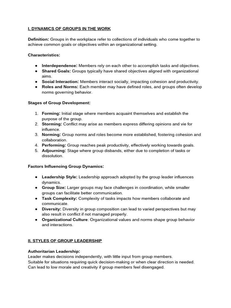 Group Dynamics and Leadership Skills | PDF | Leadership | Communication